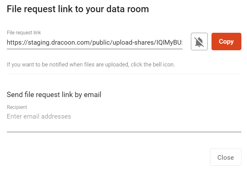 Create new file request (upload share) – DRACOON
